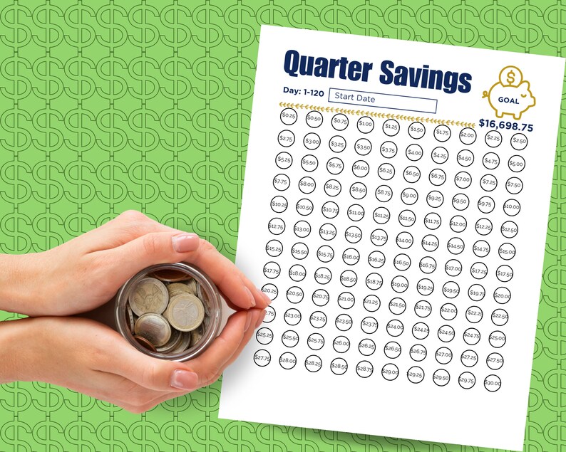 365-day Quarter Savings Challenge Bundle: Color and B&W Printables ...