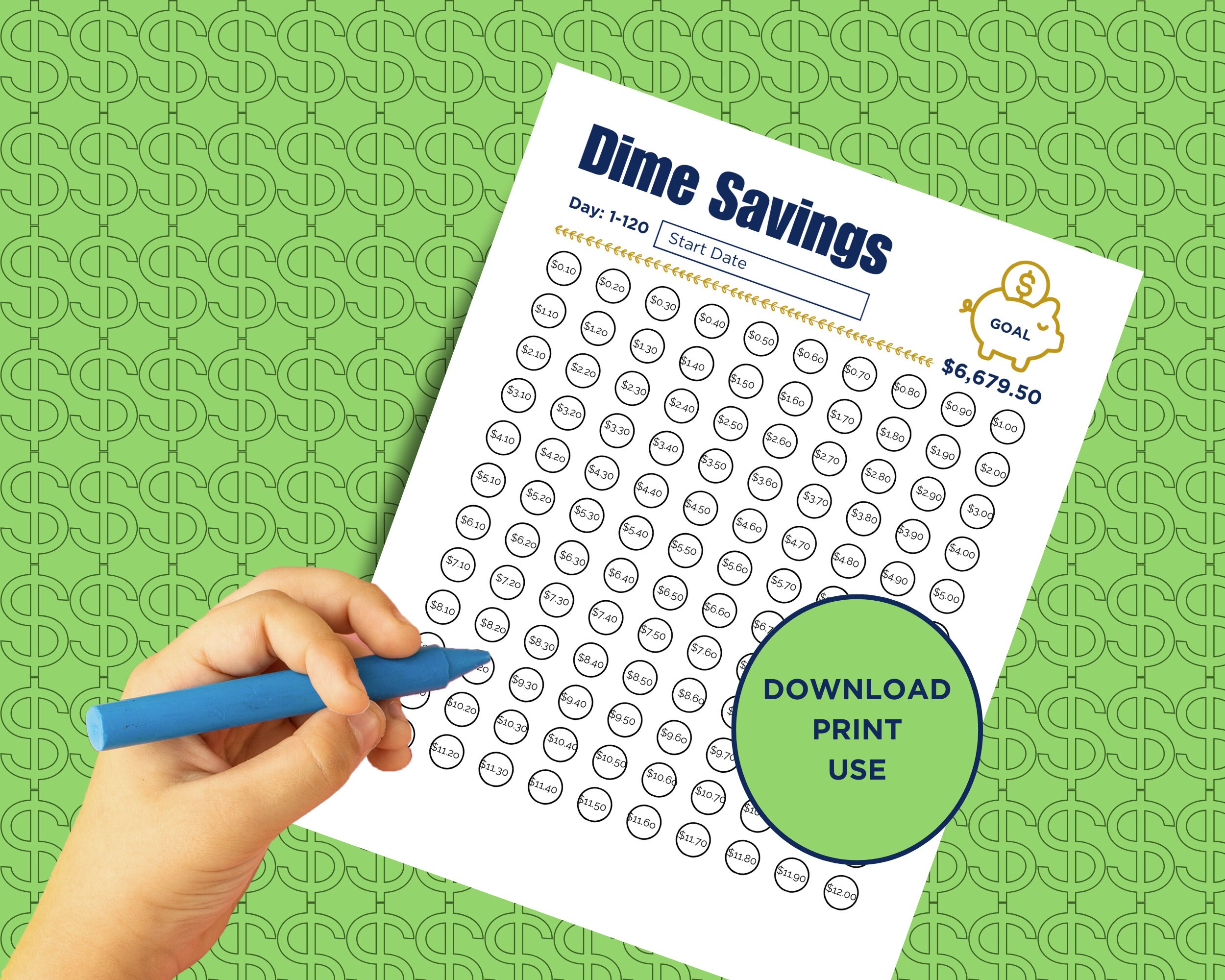 365-day Dime Savings Challenge Bundle: Color and B&W Printables + Bonus ...
