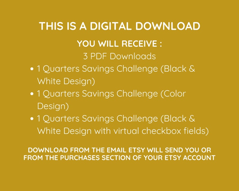 365-day Quarter Savings Challenge Bundle: Color and B&W Printables ...