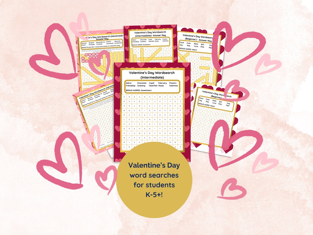 Valentine's Day Word Search Bundle - Etsy