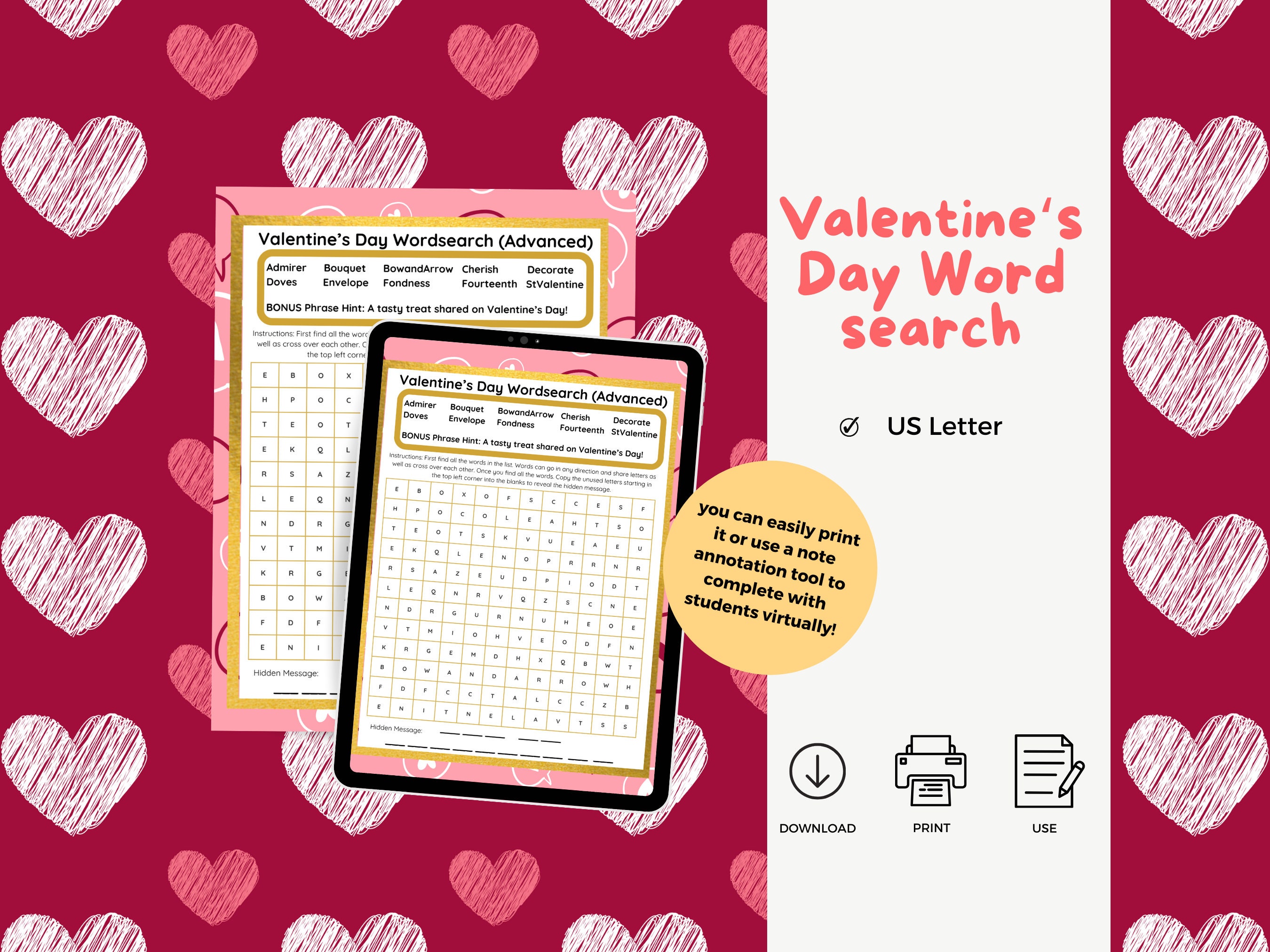Valentine's Day Word Search Bundle - Etsy
