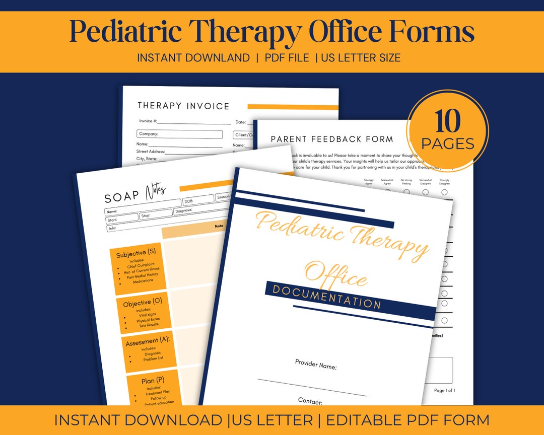 Pediatric Therapy Forms - SOAP Notes, Invoice Templates, Parent ...