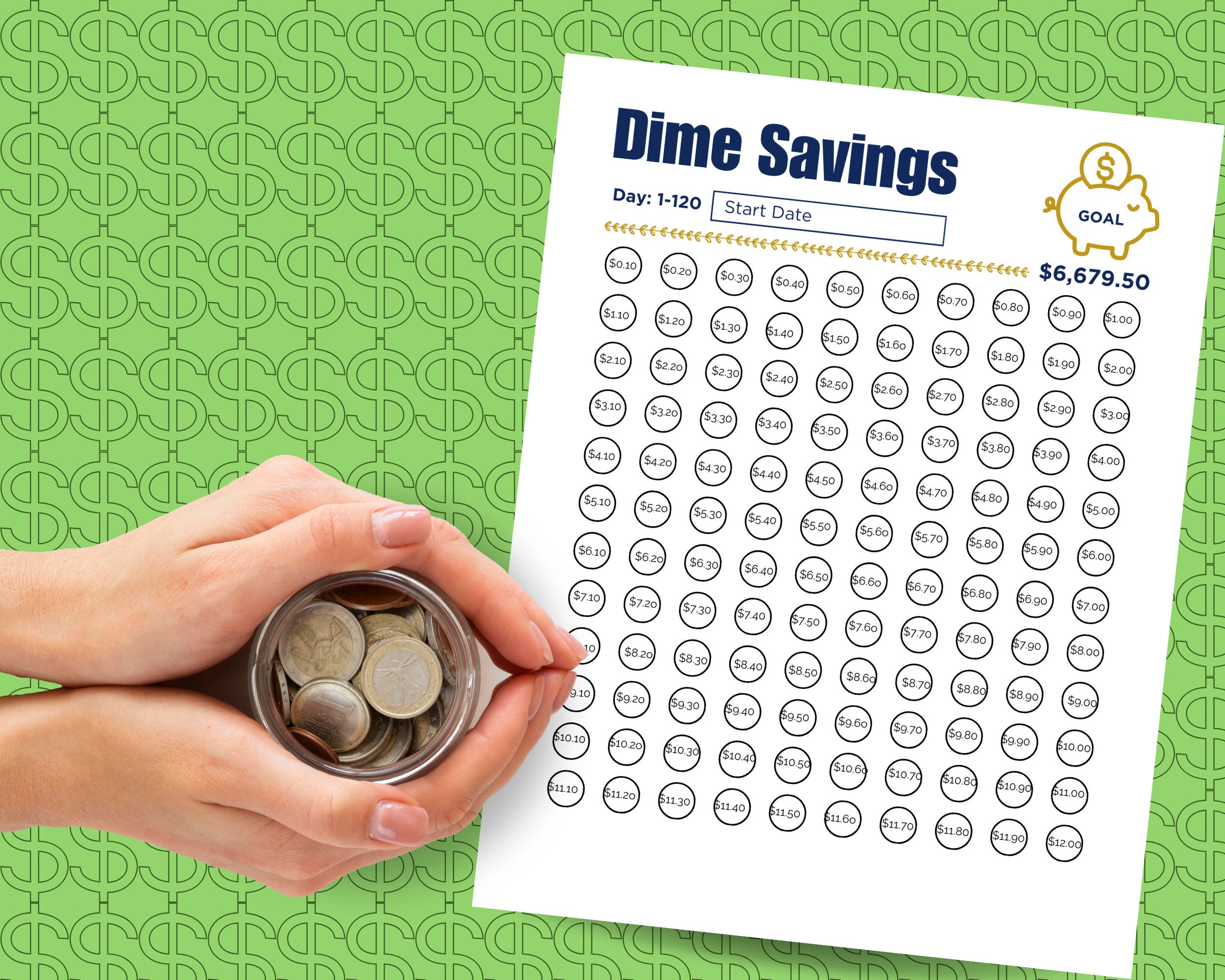 365-day Dime Savings Challenge Bundle: Color and B&W Printables + Bonus ...