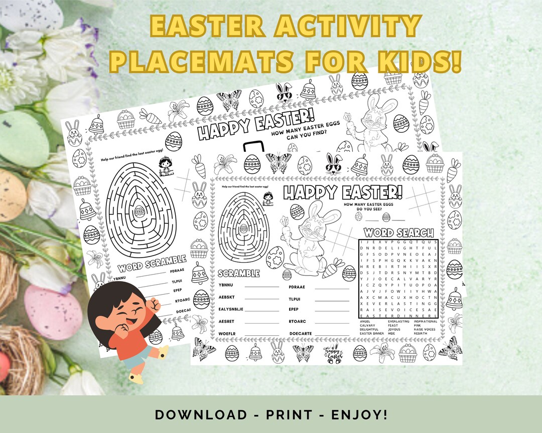 Easter Activity Placemats for Kids! for Classroom and Sunday School ...