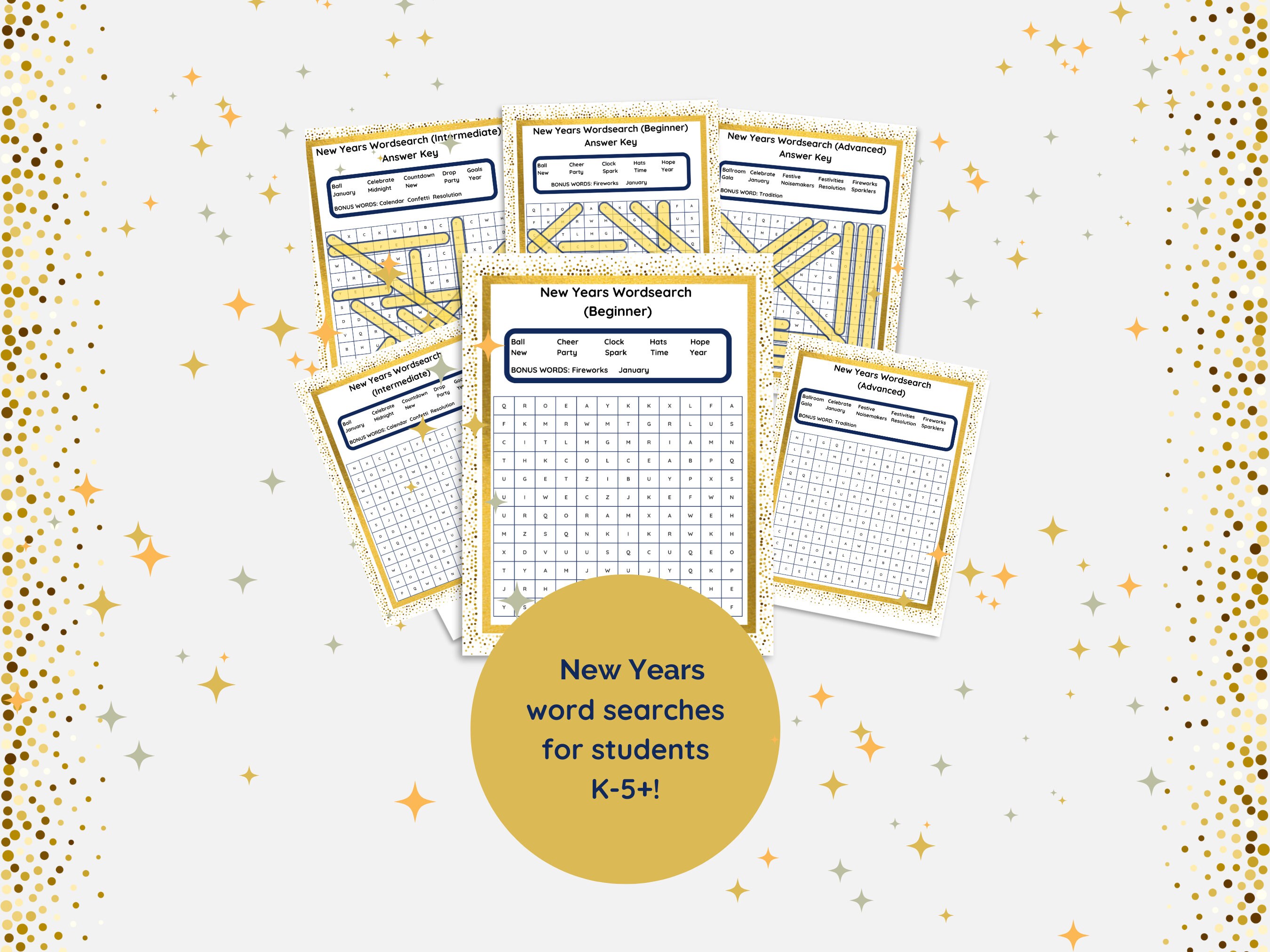 New Year's Word Search Bundle: Therapeutic Vocabulary Puzzles for ...