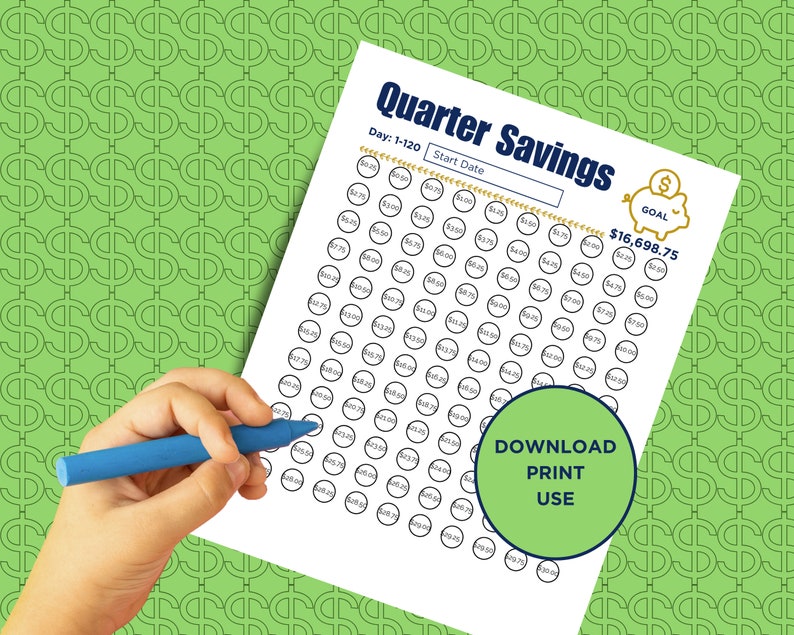 365-day Quarter Savings Challenge Bundle: Color and B&W Printables ...