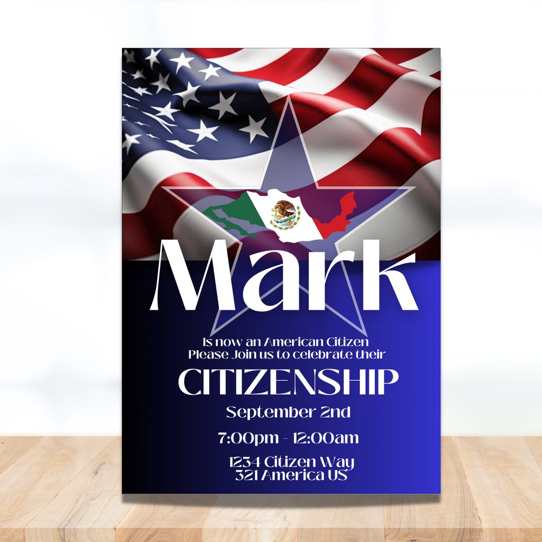 American Flag Citizenship Party Invitation, Citizenship Invite ...