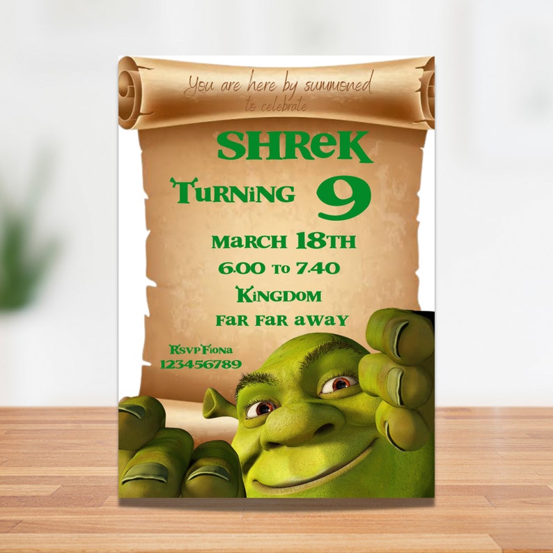 Shrek Birthday Invitation, Digital Print Invitation, Shrek the Ogre ...