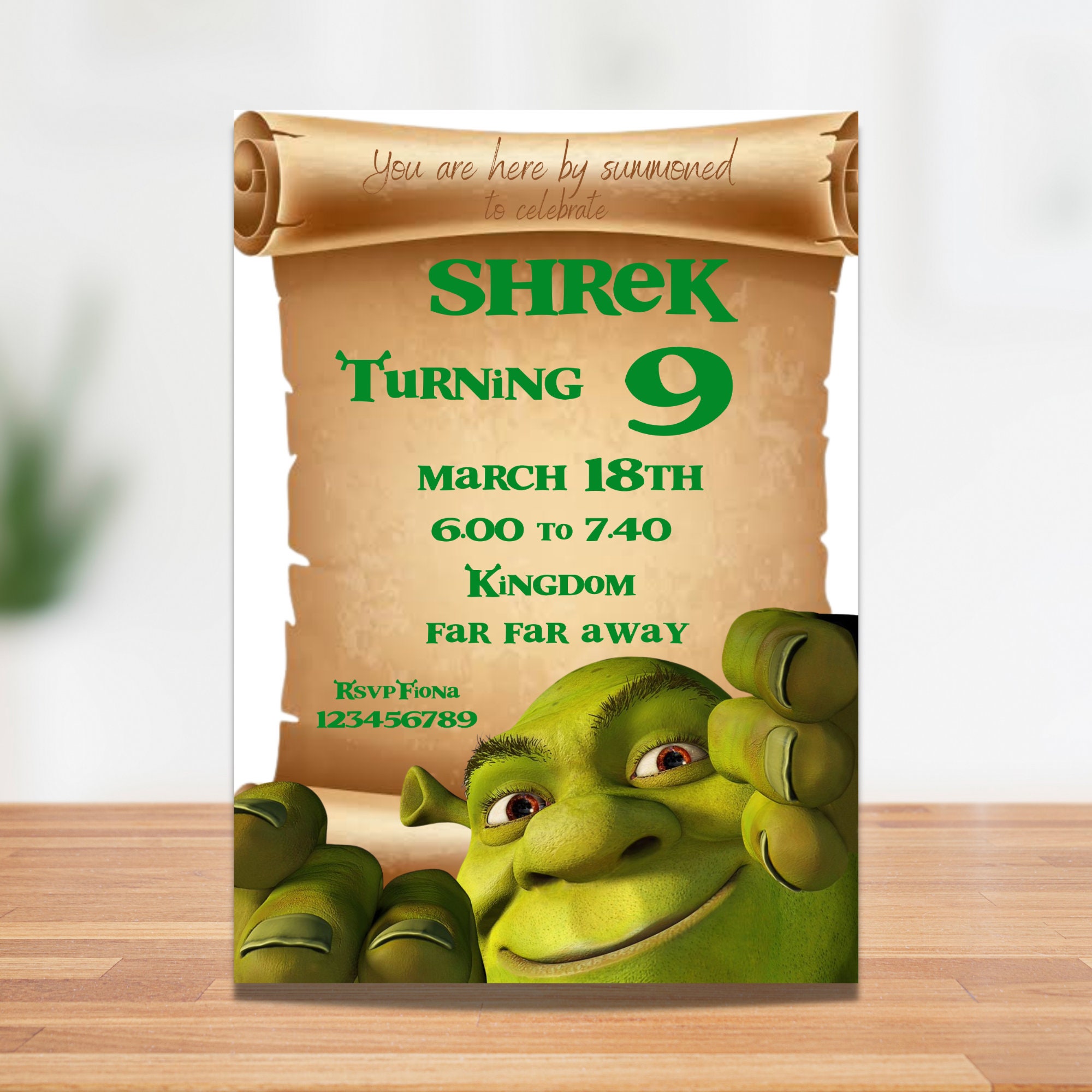 Shrek Birthday Invitation, Digital Print Invitation, Shrek the Ogre ...