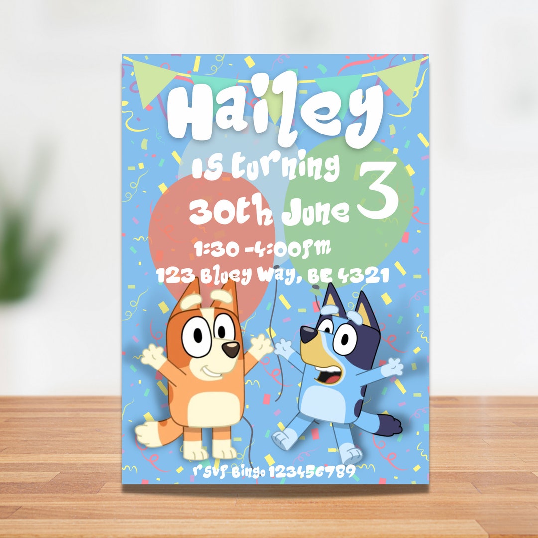 Bluey Birthday Invitation, Digital Download, Instant Print Bluey Party ...