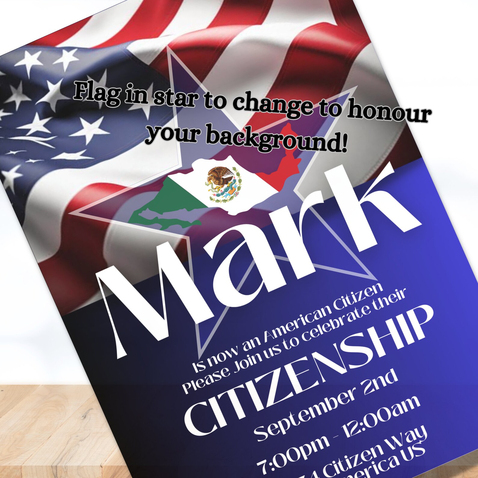American Flag Citizenship Party Invitation, Citizenship Invite ...
