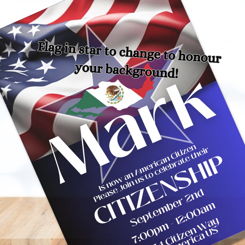 American Flag Citizenship Party Invitation, Citizenship Invite ...