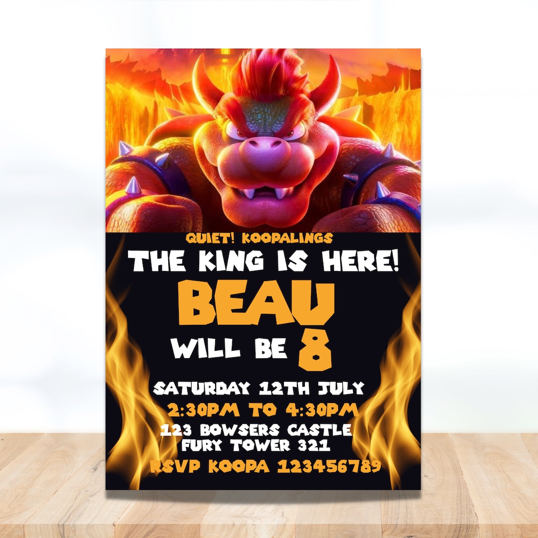 Bowser Birthday Invitation, Super Mario Invitation, Mario and Bowser ...