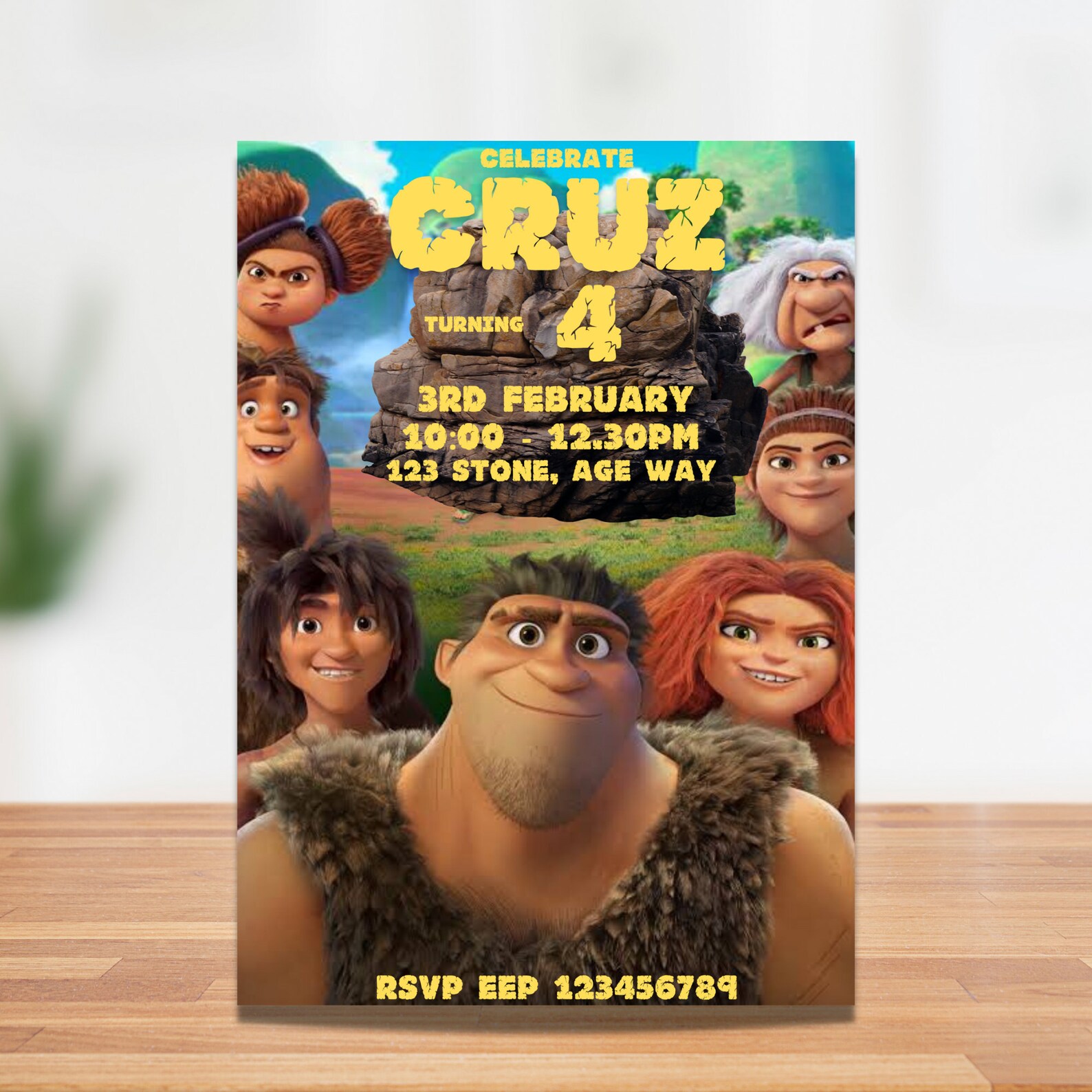 The Croods Birthday Invitation, Digital Invite, Croods Party, Eep and ...