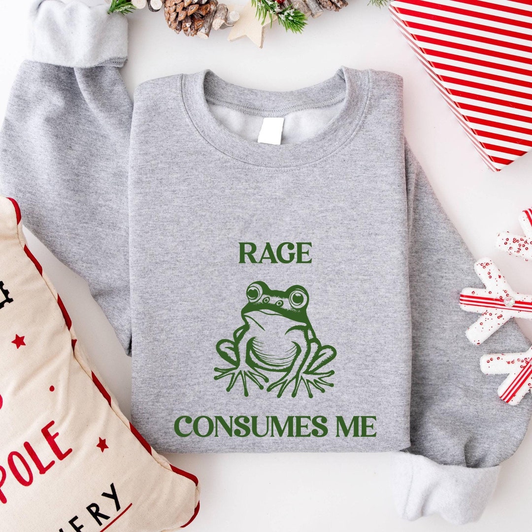 Rage Consumes Me Frog Sweatshirt, Frog Pond Sweat, Funny Frog Retro ...