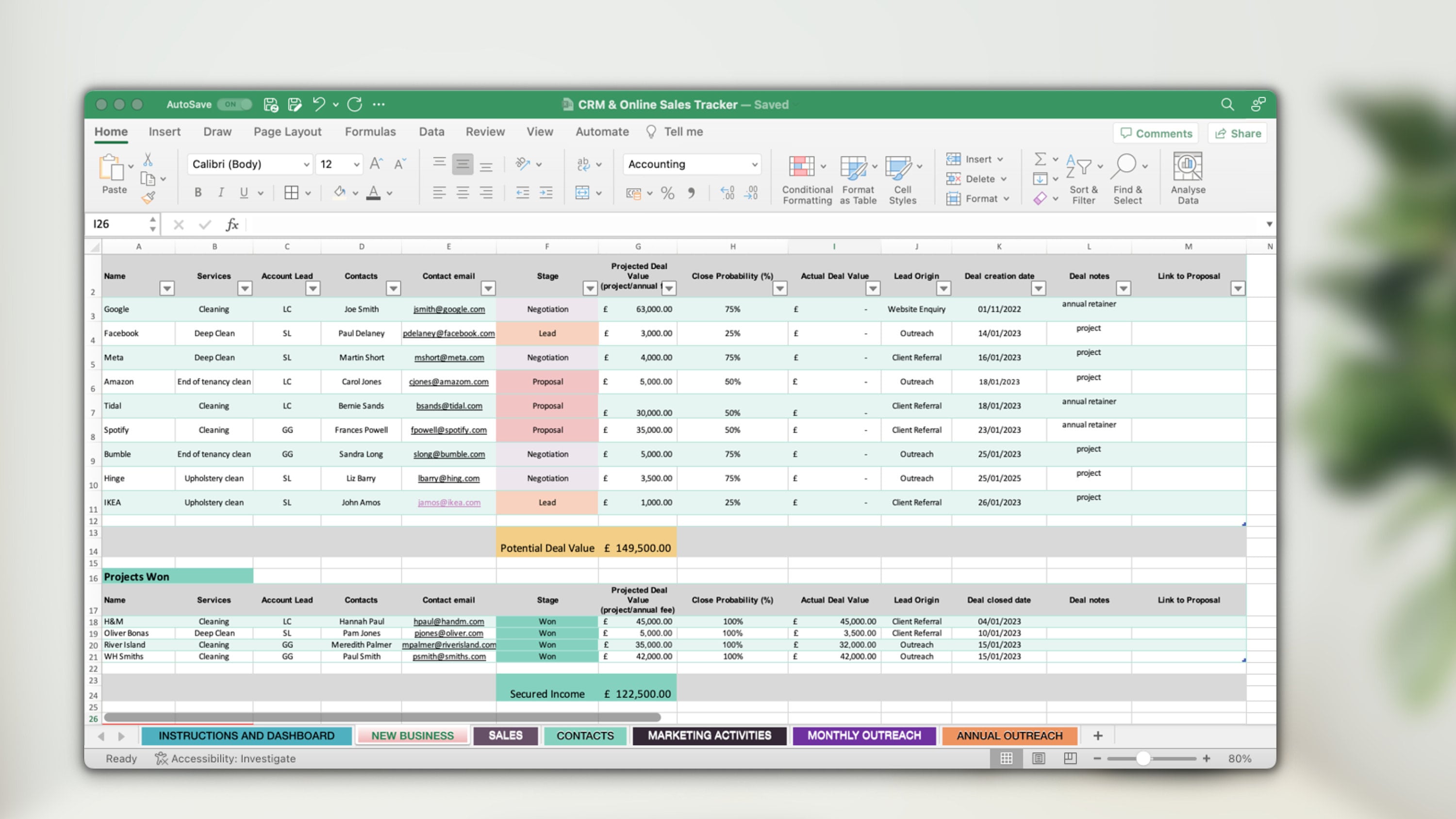Excel Client Tracker CRM Dashboard Excel Business Tracker - Etsy