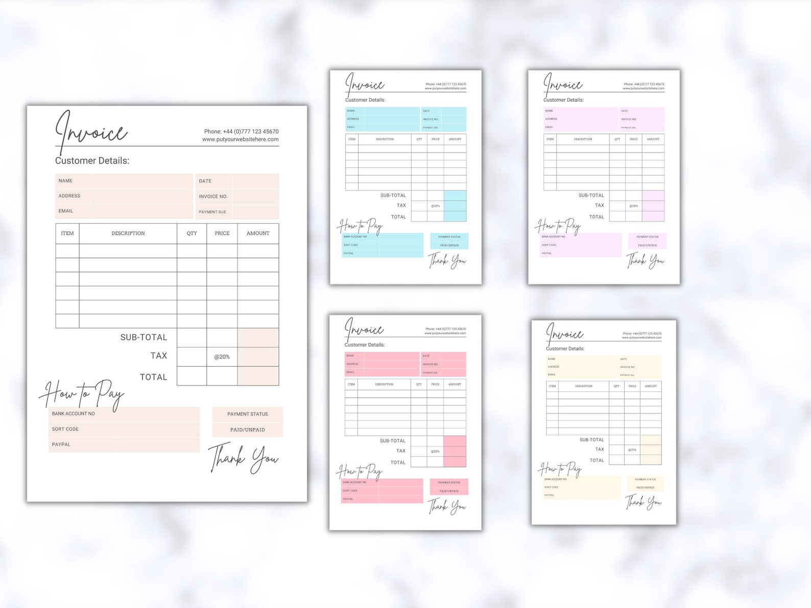 Canva Invoice Editable Template, Printable Order Form Invoice, 5 ...