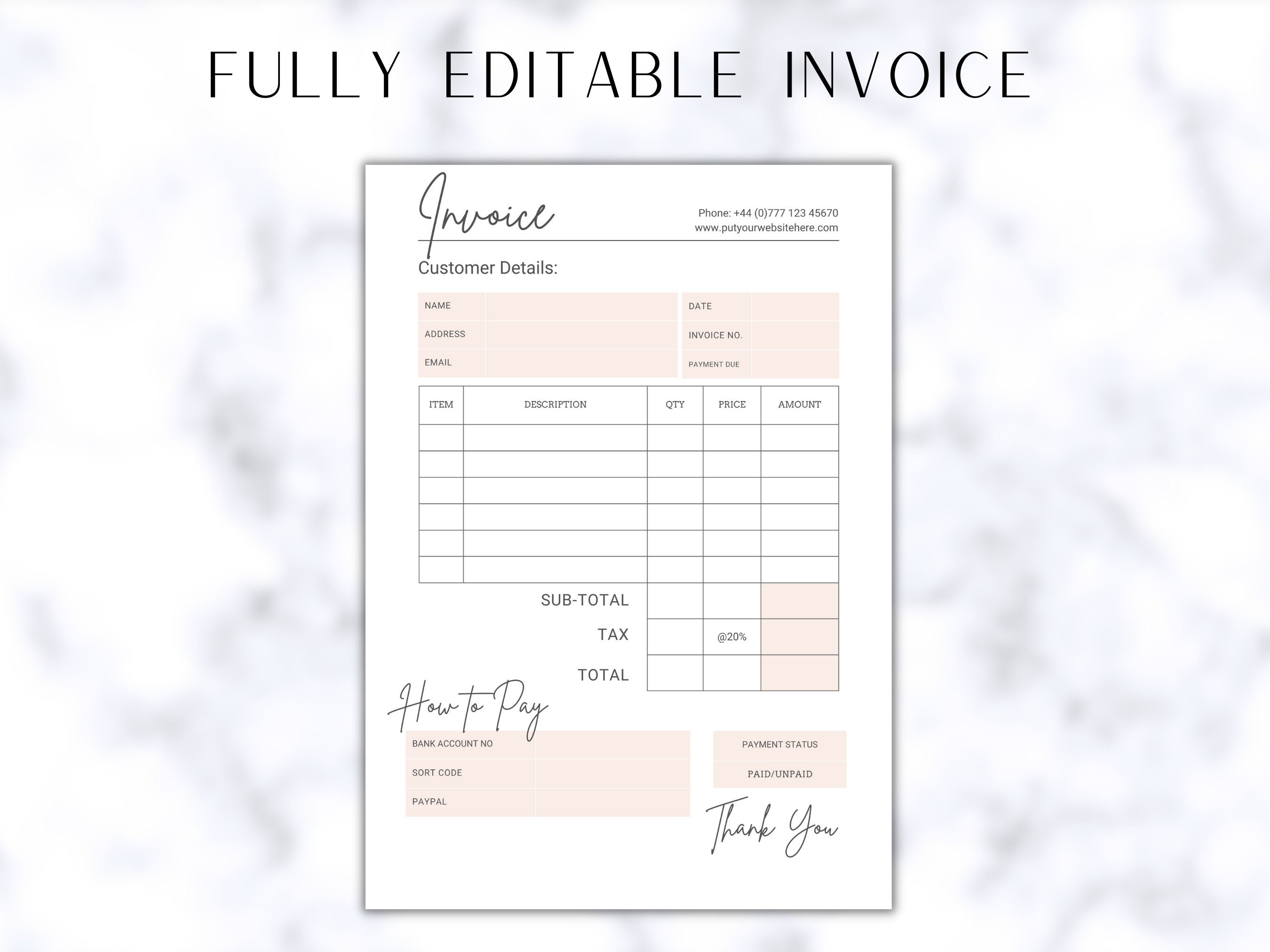 Canva Invoice Editable Template, Printable Order Form Invoice, 5 ...