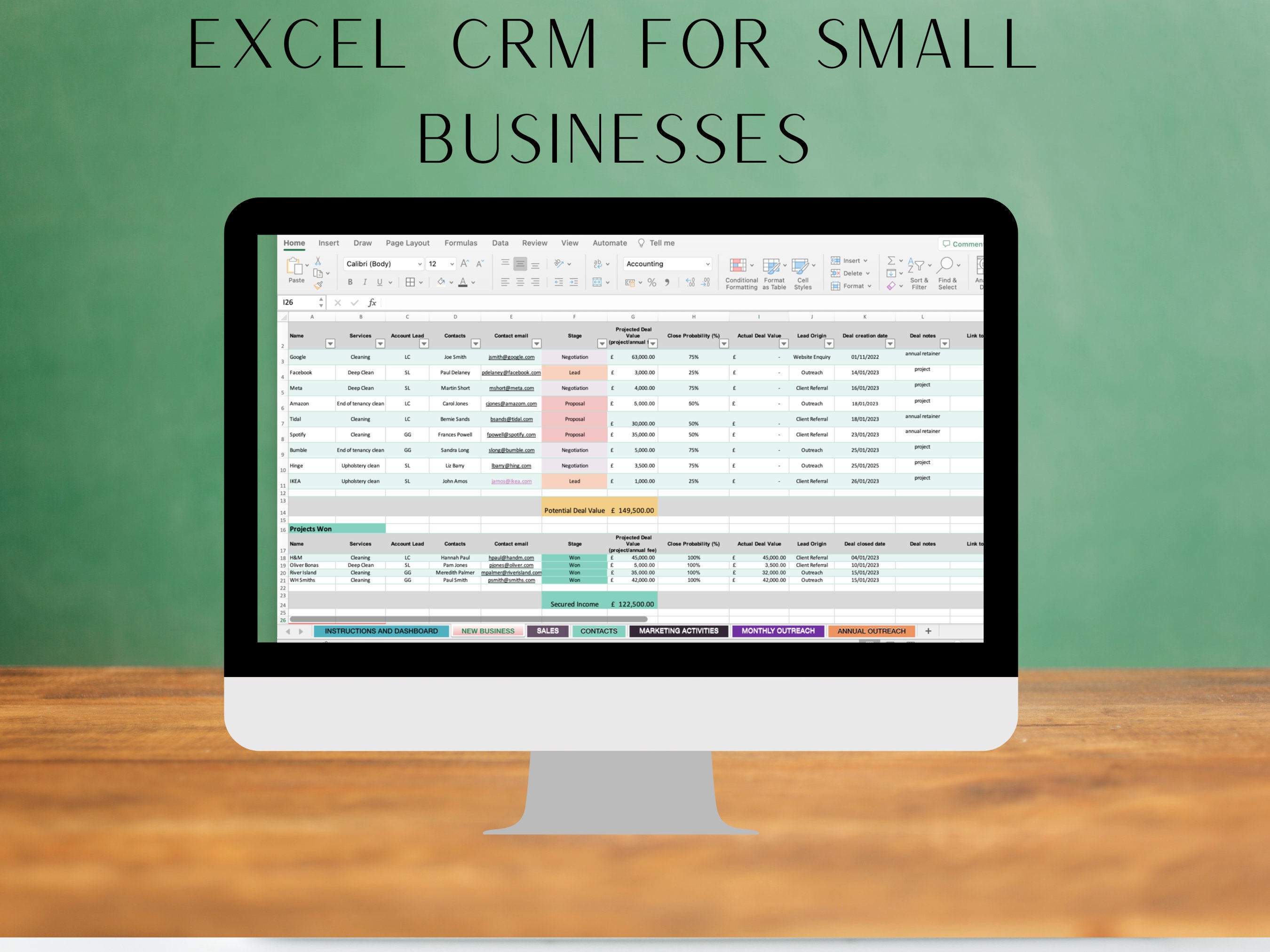 Excel Client Tracker, CRM Dashboard, Excel Business Tracker, Business ...