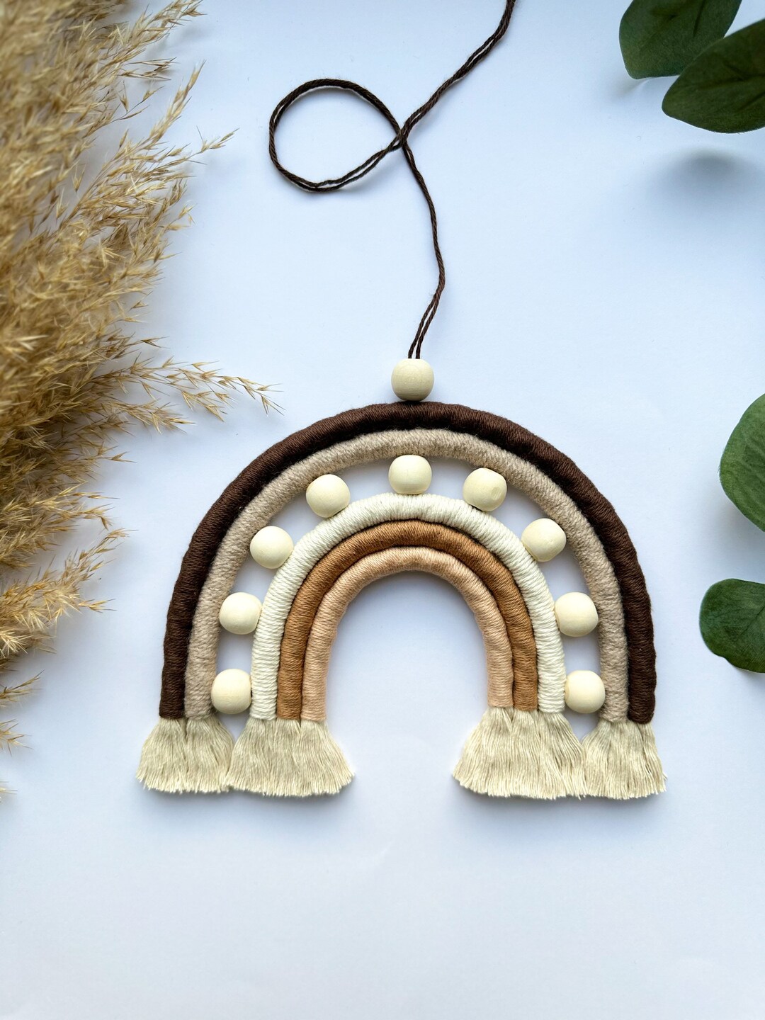 Rainbow Macrame Rainbow Wall Hanging Macrame Wood Wooden Beads Nursery ...