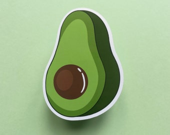 Avocado Sticker, Cute Kawaii Green Avocado Fruit Kiss-cut Sticker ...