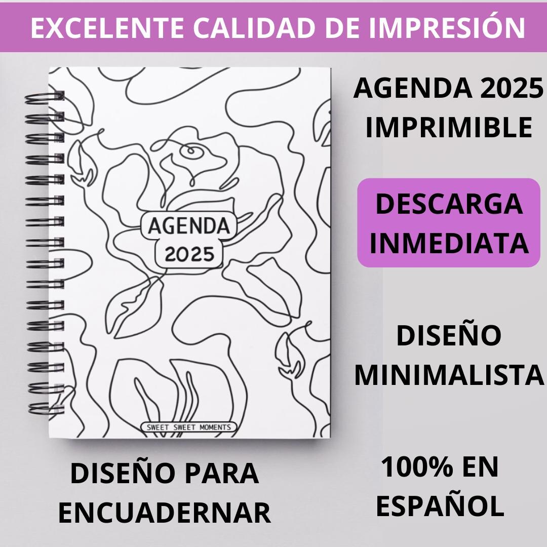 Agenda 2025 Minimalista para imprimir Planeadores Mensuales Notas ...