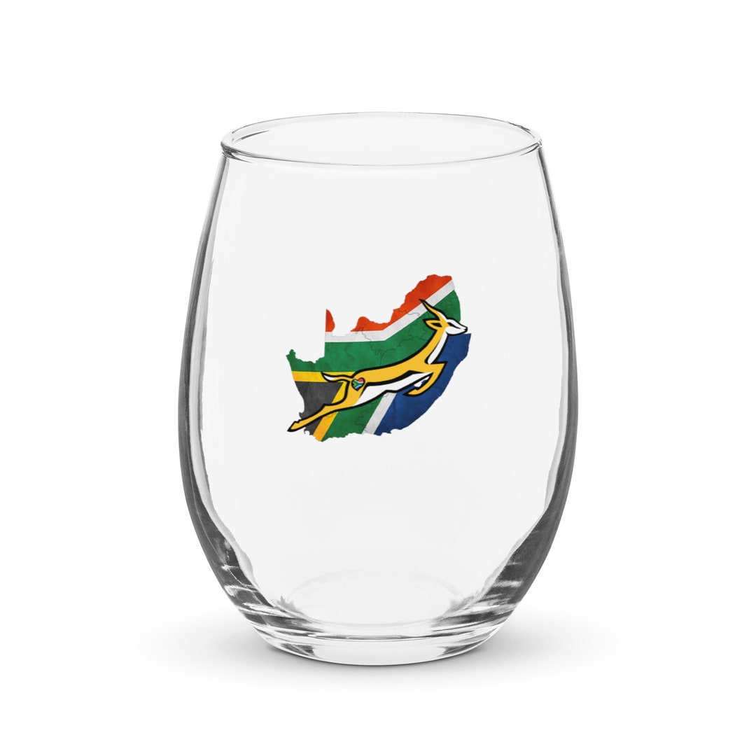 South African Springbok Fan Stemless Wine Glass - Etsy