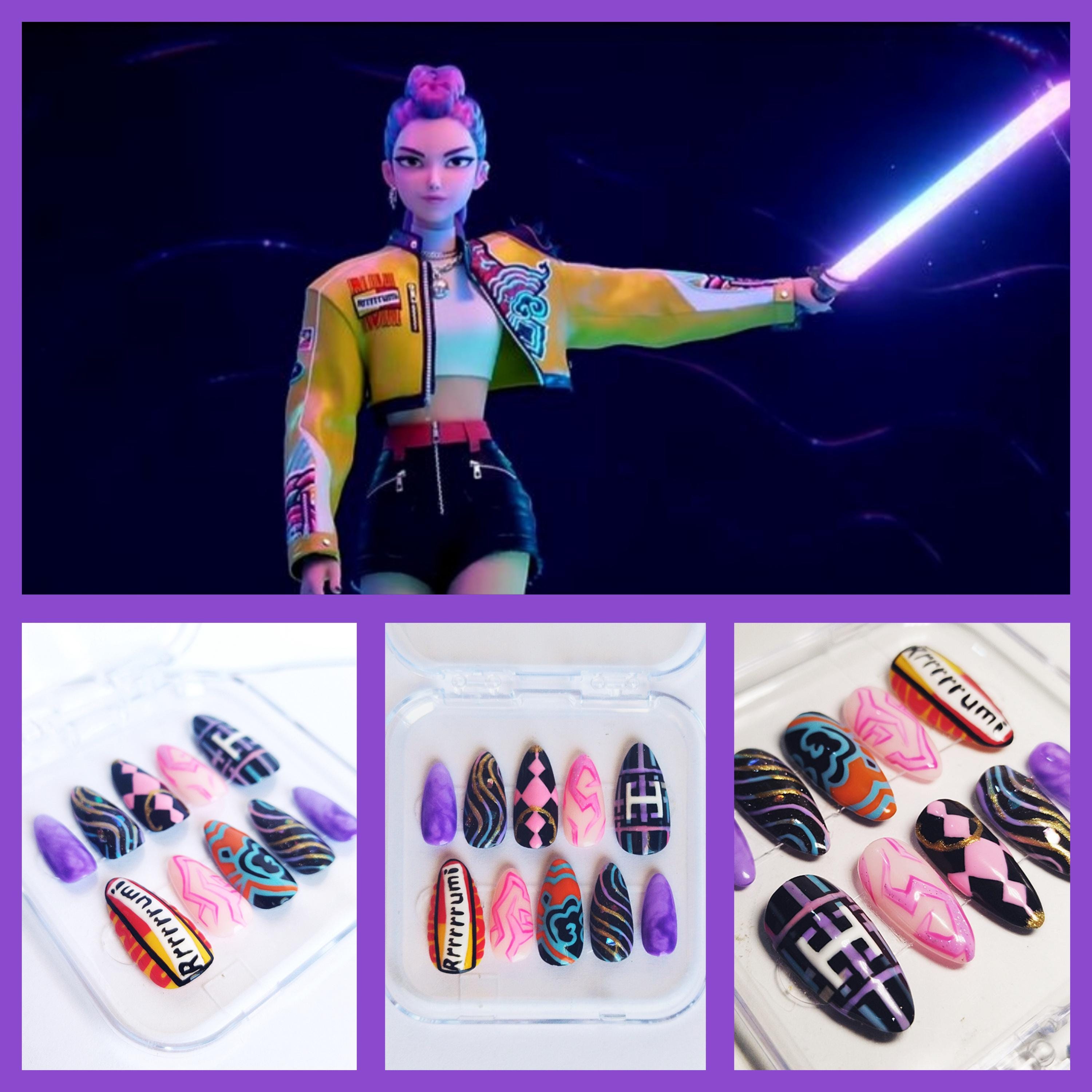 Rumi From Kpop Demon Hunters Movie Inspired Press on Nails - Etsy