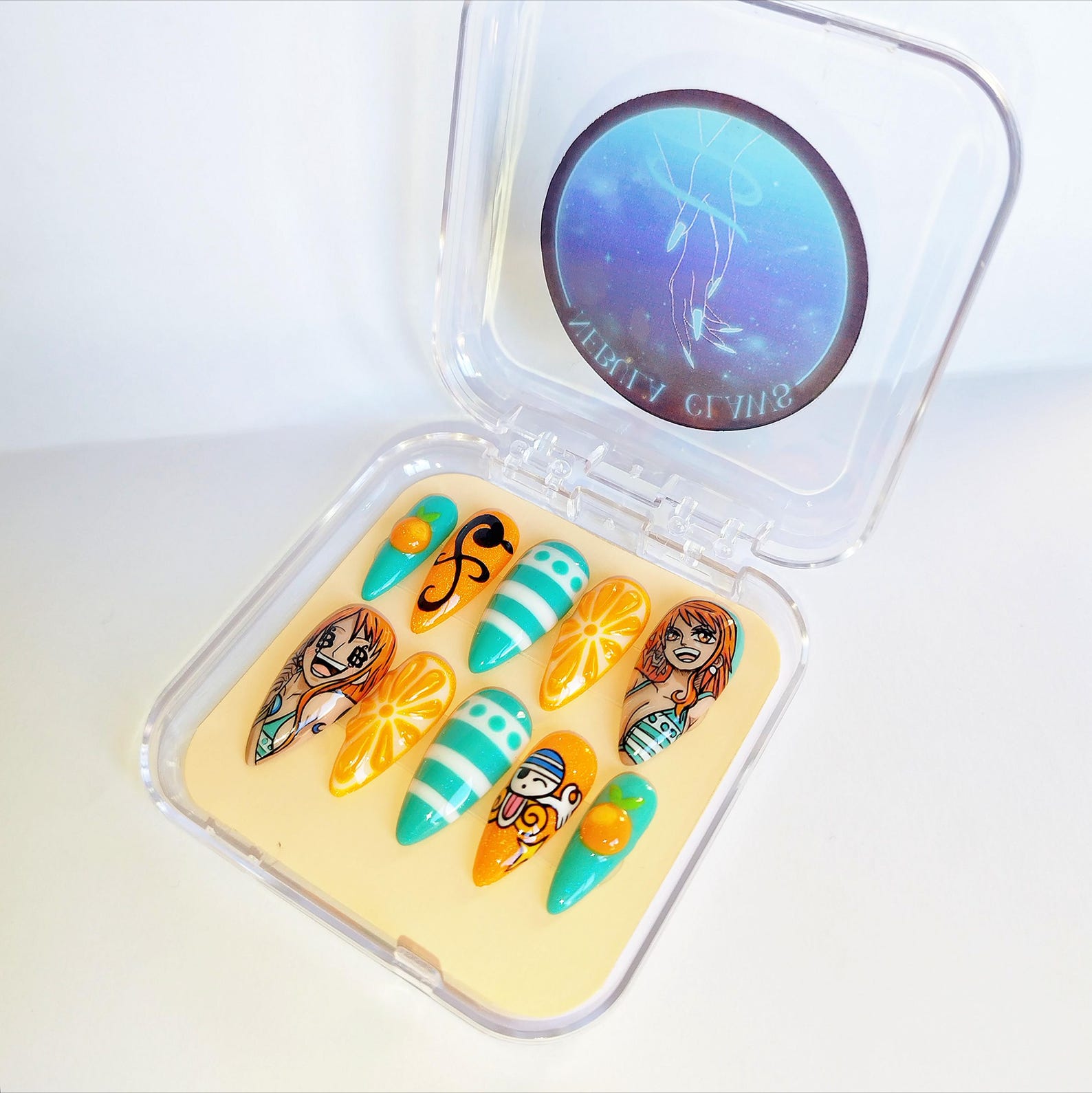One Piece Nami Inspired Press on Nails | Cat Burglar Anime Nail Art - Etsy