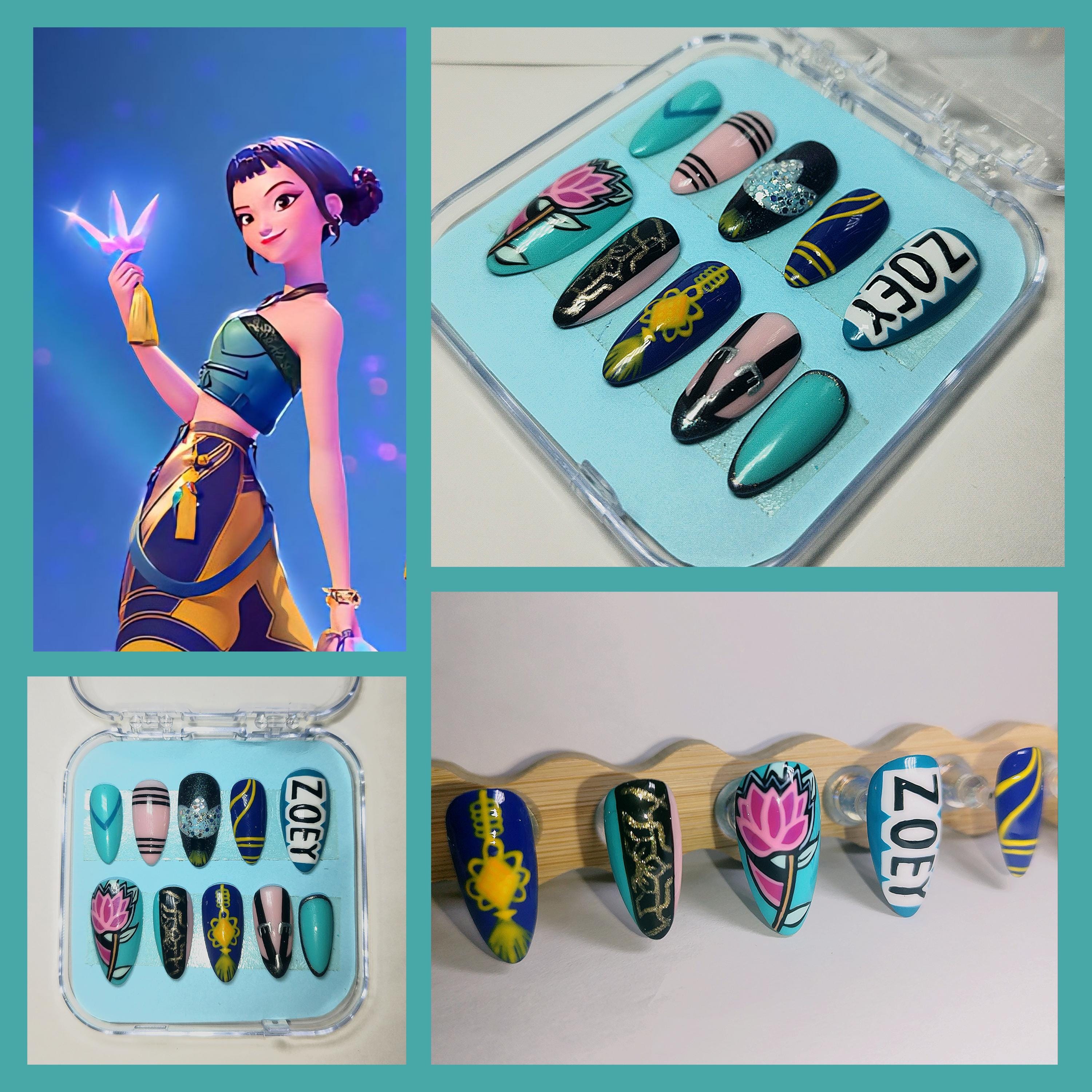 Zoey From Kpop Demon Hunters Movie Inspired Press on Nails - Etsy