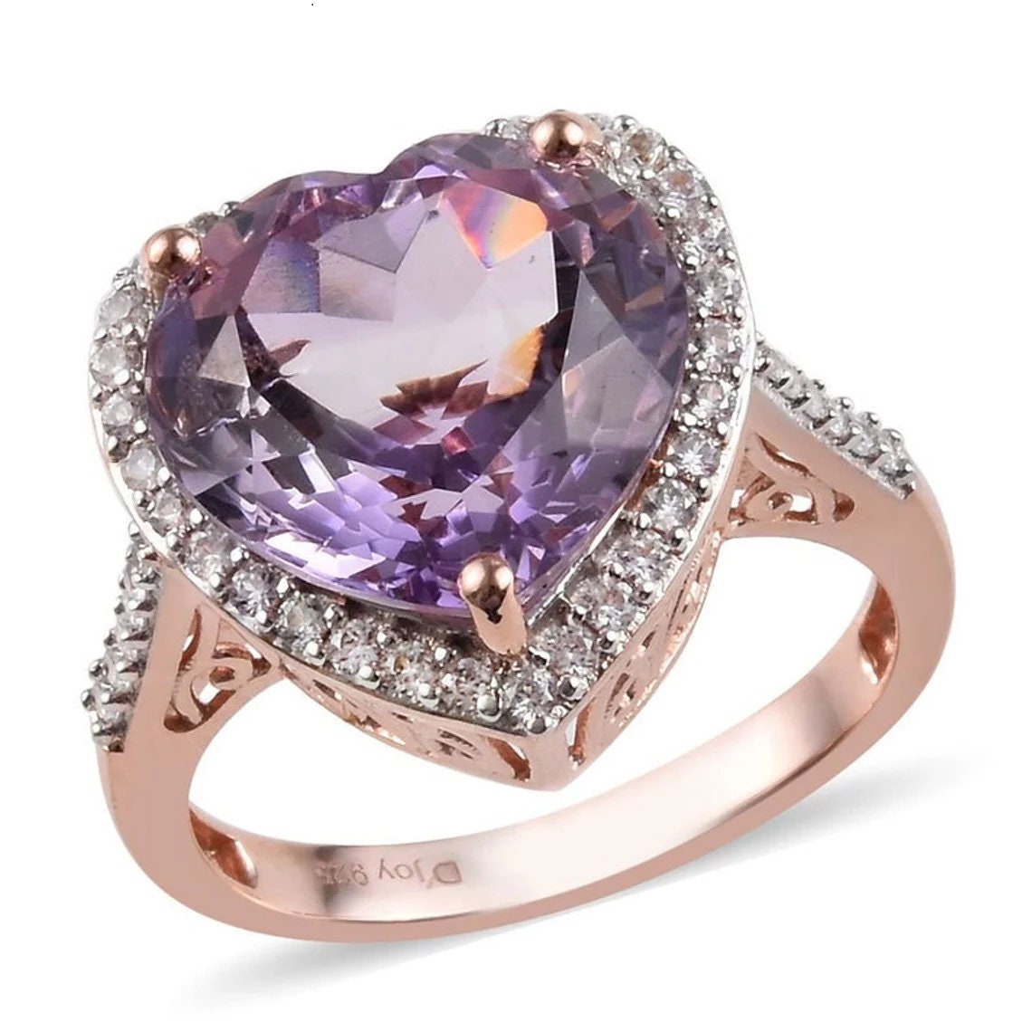 15mm Amethyst Heart Engagement Ring, Heart Ring, Pink Amethyst Ring ...
