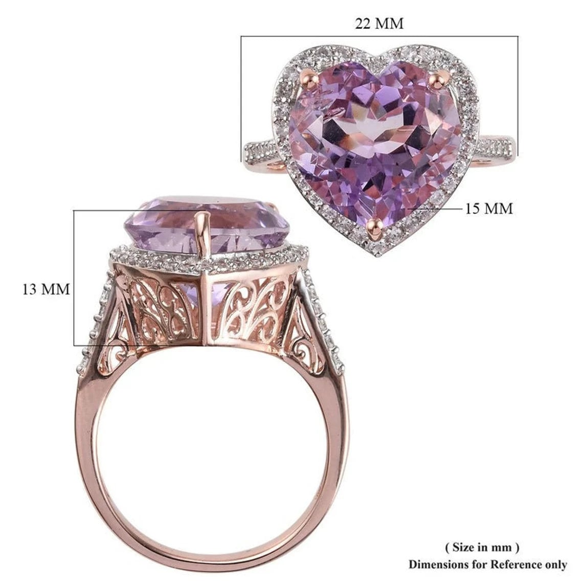 15mm Amethyst Heart Engagement Ring, Heart Ring, Pink Amethyst Ring ...