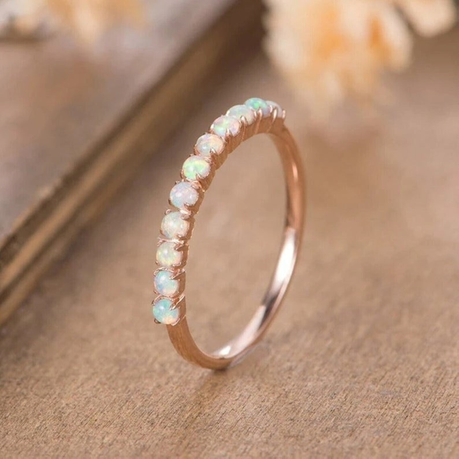 Opal Wedding Band, Fire Opal Ring, Opal Eternity Band, October ...