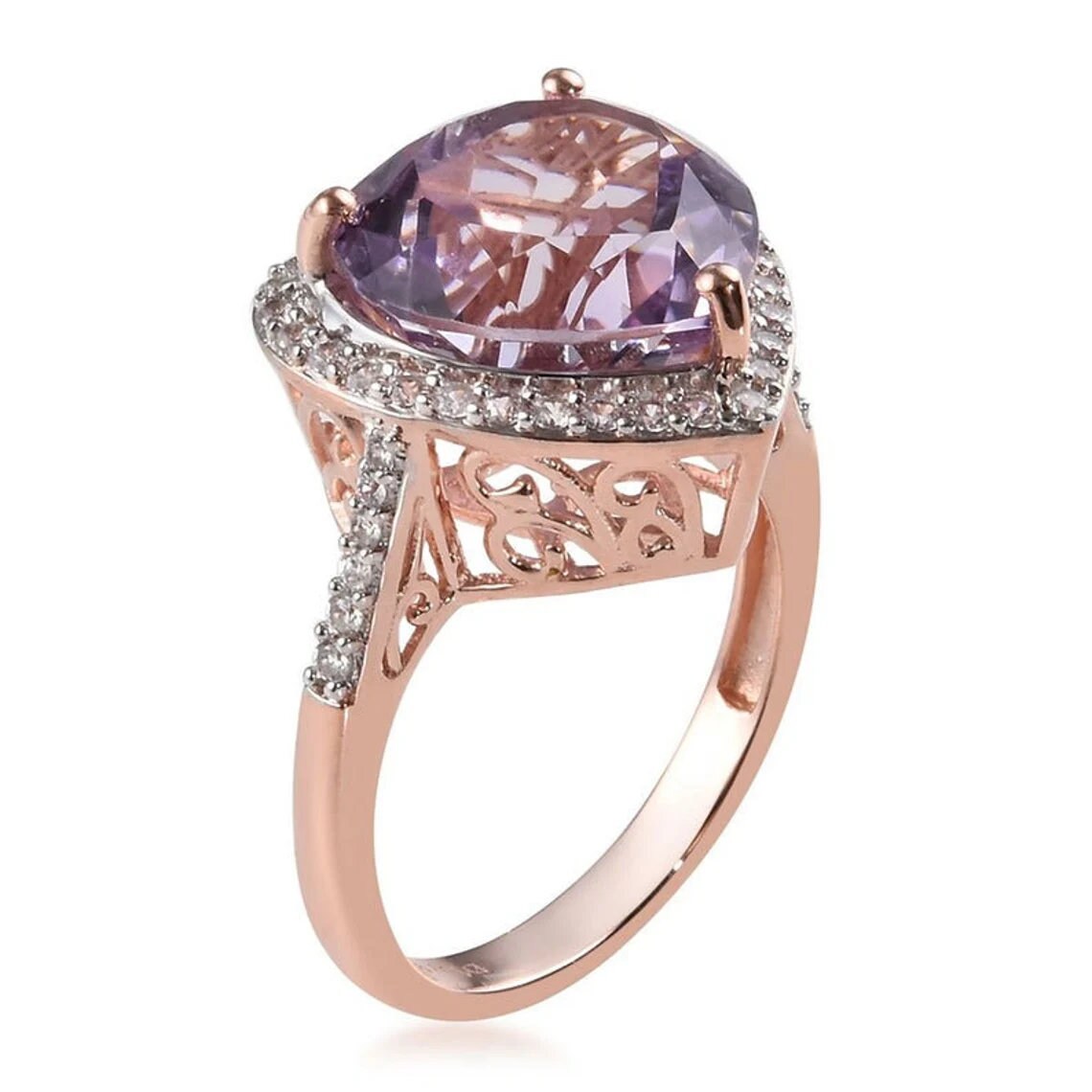 15mm Amethyst Heart Engagement Ring, Heart Ring, Pink Amethyst Ring ...