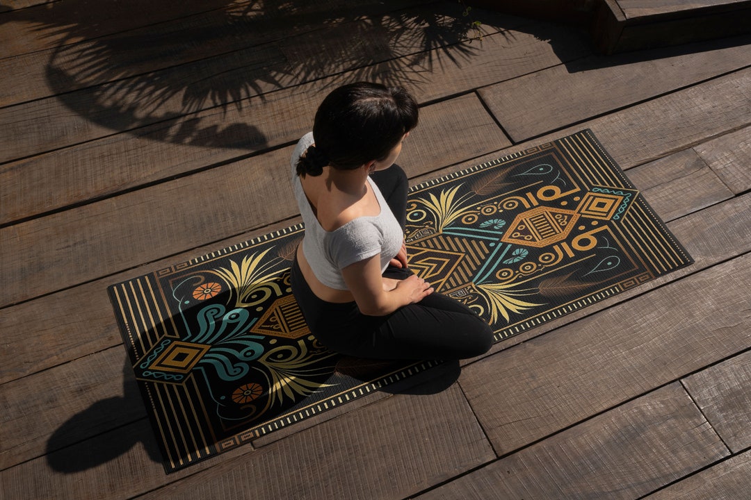 Aztec Yoga Rubber Mat Gift for Ancient Culture Lover Non Slip High ...