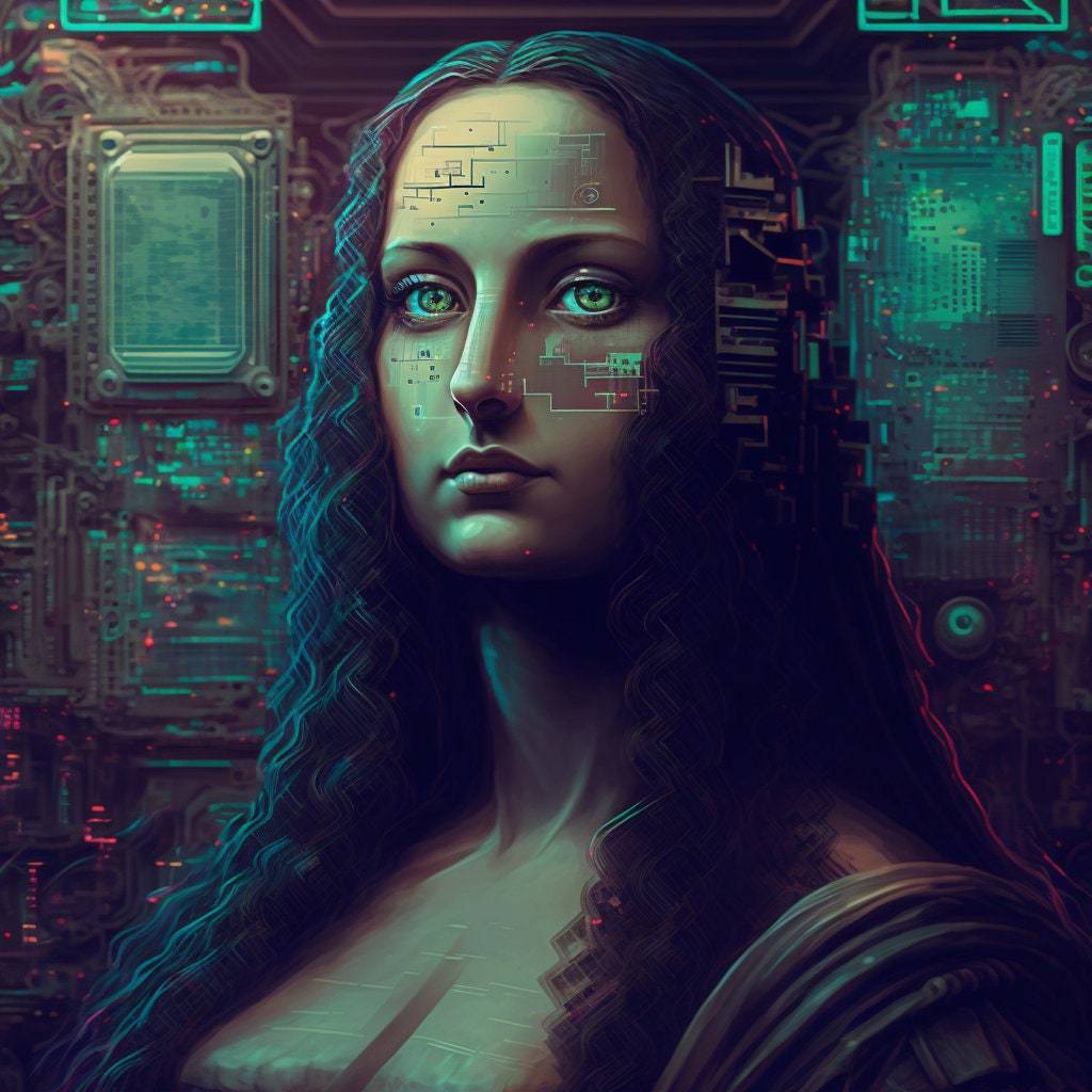 Cyberpunk Mona Lisa Collection - Digital Art Print, AI Generated, Wall ...