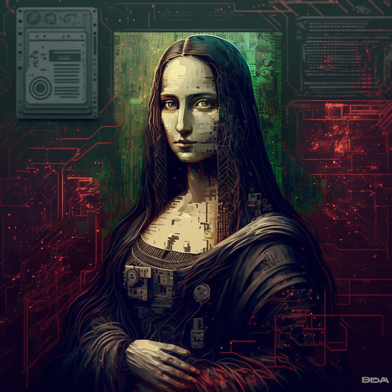 Cyberpunk Mona Lisa Collection - Digital Art Print, AI Generated, Wall ...
