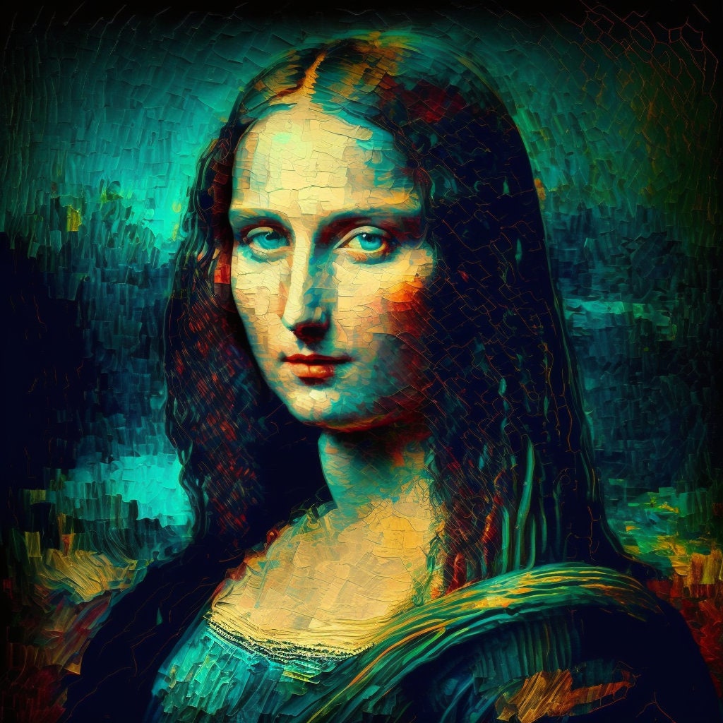 Cyberpunk Mona Lisa Collection - Digital Art Print, AI Generated, Wall ...