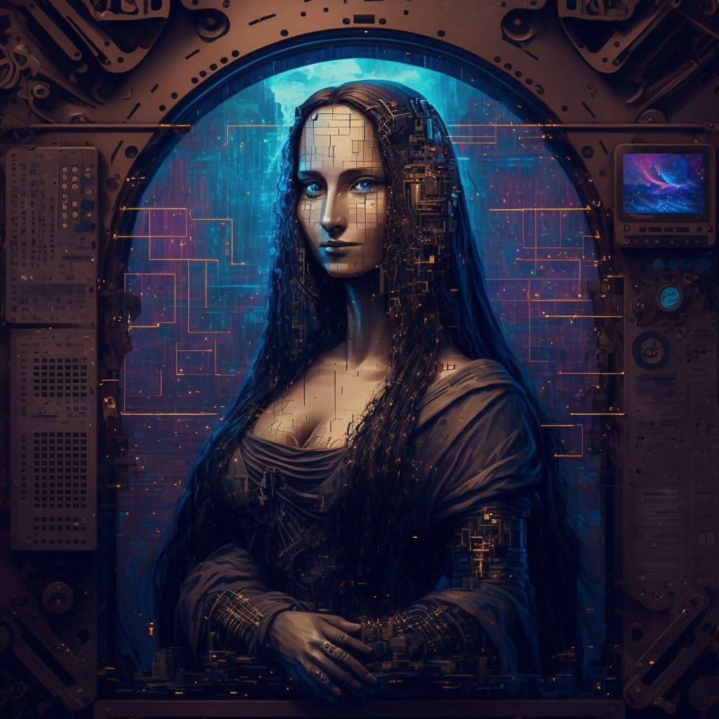 Cyberpunk Mona Lisa Collection - Digital Art Print, AI Generated, Wall ...