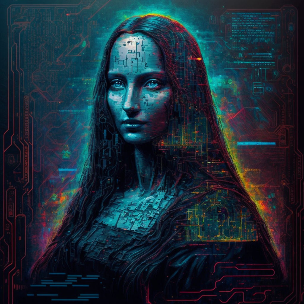 Cyberpunk Mona Lisa Collection - Digital Art Print, AI Generated, Wall ...