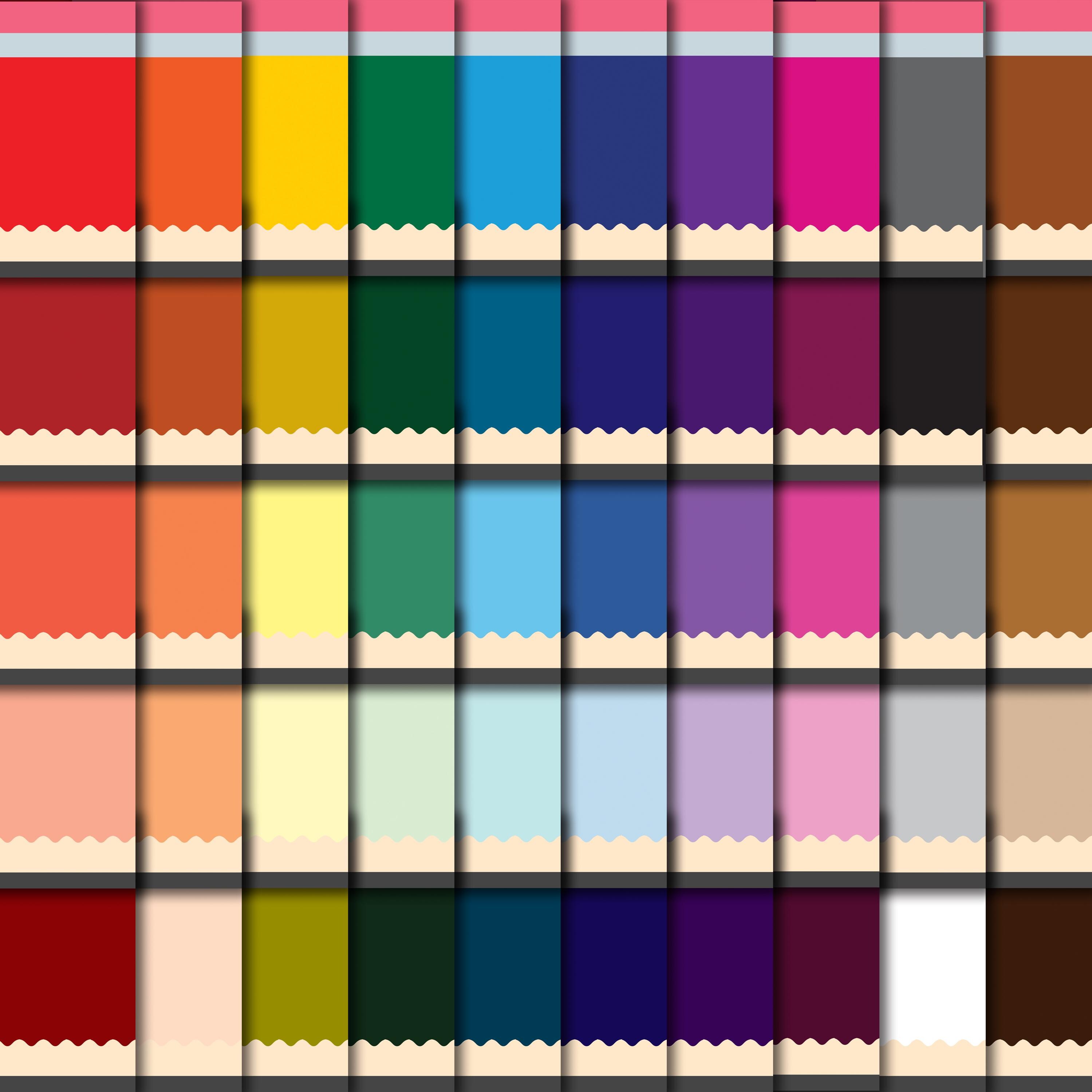 Colored Pencils Printable Paper | 50 Colors | Digital Download SVG Jpg ...