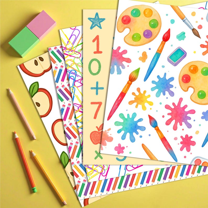 Back to School Seamless Patterns Bundle | Teacher Graphics Digital ...