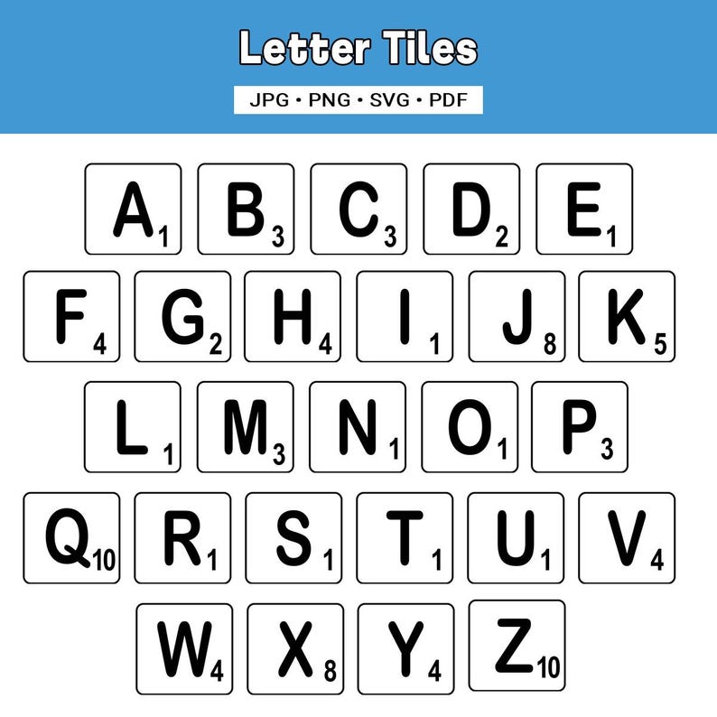 Scrabble Font Letters, Numbers, Symbols | Bubbly Bulletin Board ...