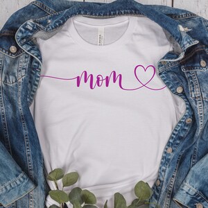 Mom Heart SVG Cut Files: Mother's Day Cursive Text (digital Download ...