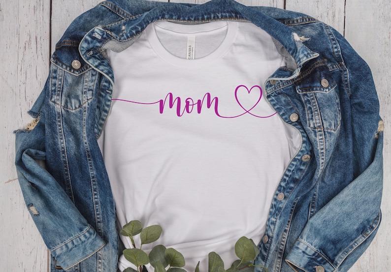 Mom Heart SVG Cut Files: Mother's Day Cursive Text (digital Download ...