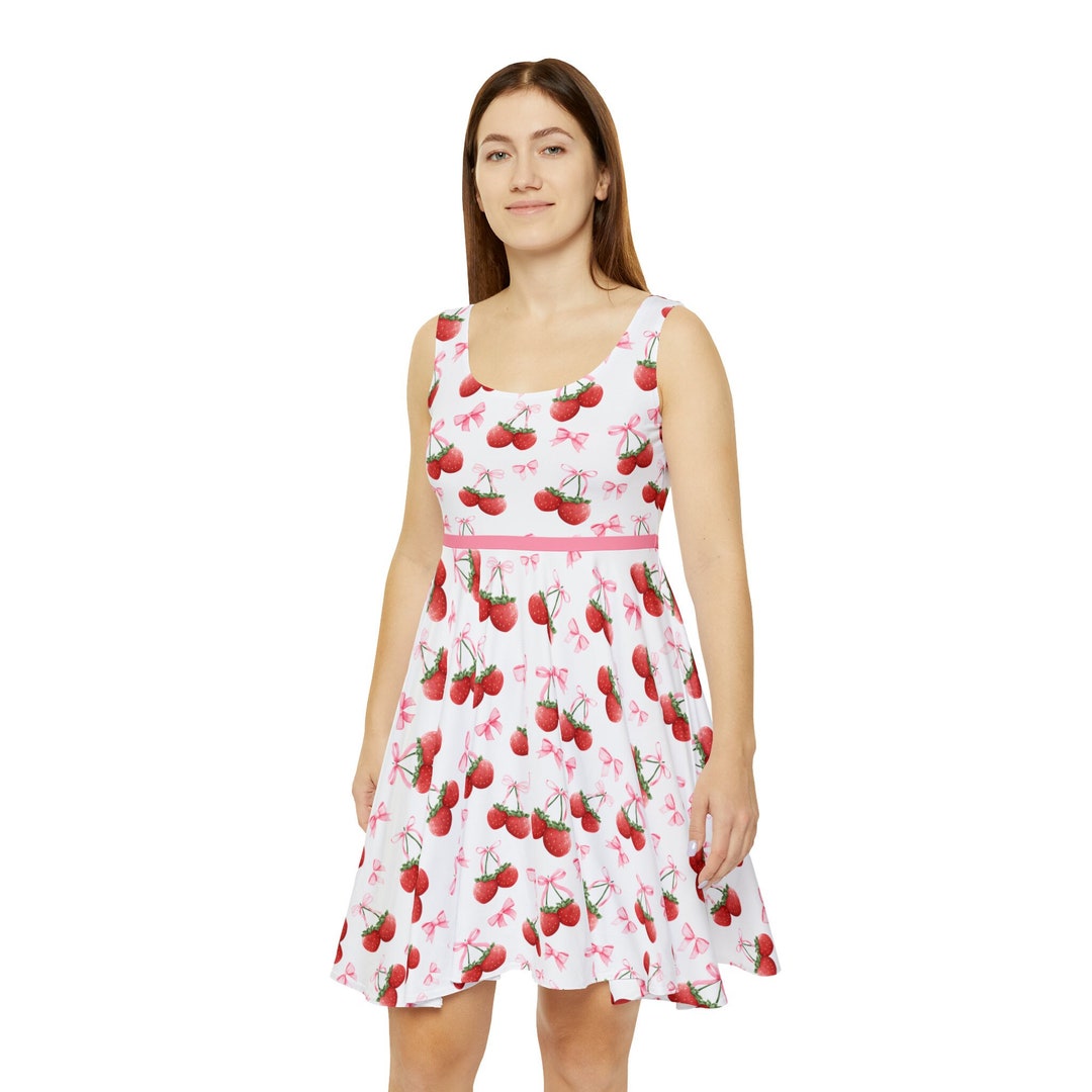 Coquette Women's Pink Bow Strawberry Sundress With a Pink Band - Etsy