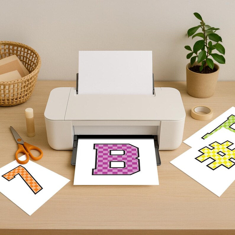 Neon Checkered Varsity Letters Font Printable Bubbly Lettering Bulletin ...