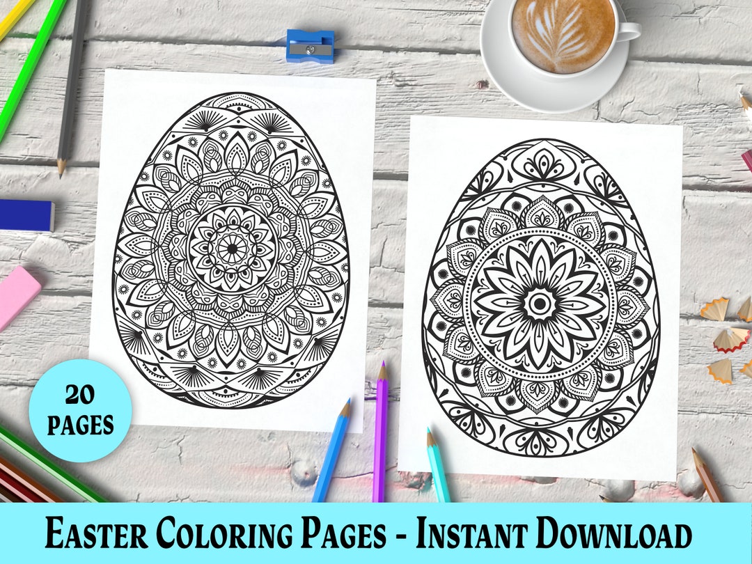 Easter Egg Coloring Pages Printable | 20 Pages of Beautiful Mandala ...