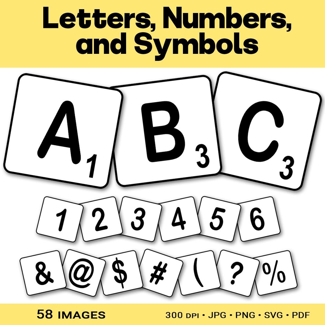 Scrabble Font Letters, Numbers, Symbols | Bubbly Bulletin Board ...