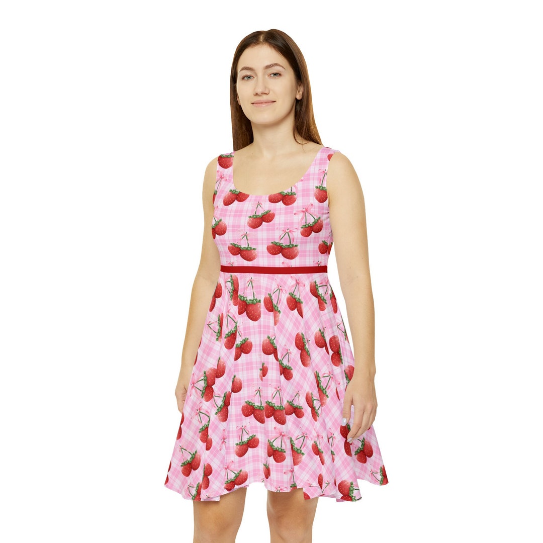 Coquette Women's Pink Bow Strawberry Sundress With Pink Plaid and a Red ...
